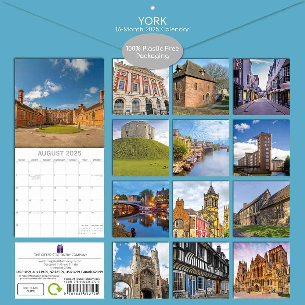 2025 Square Wall Calendar – York - The English Book